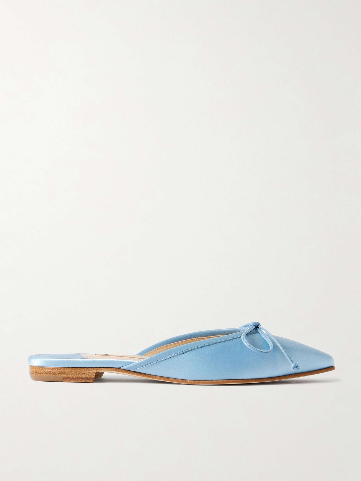 Manolo Blahnik Ballerimu Bow-Detailed Satin Mules - Light Blue | Editorialist
